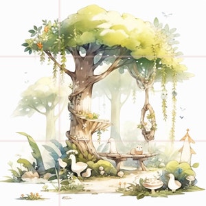 8 Fantasy Forest Clipart, Flowers Clipar, Forest Trees Clipart, JPG ...