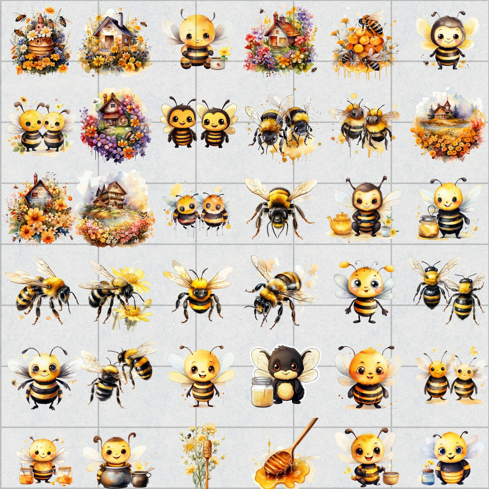 67 Bumblebees Clipart Bundle, Cute Bees Clipart Bundle, Cute Bees Png ...