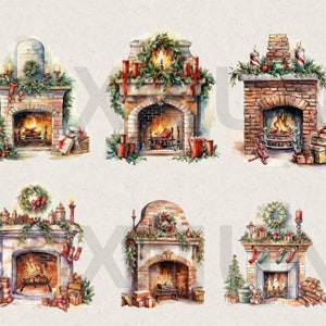 18 Christmas Clipart, Fireplace Clipart, Christmas Decoration Clipart ...