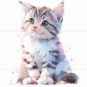 11 Watercolor Cute Cats Clipart, Personal and Commercial Use, JPG File ...