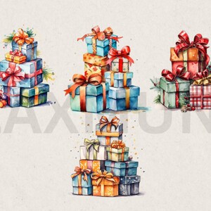 21 Christmas Gifts Clipart, Gifts Clipart, Watercolor Clipart, Holiday ...