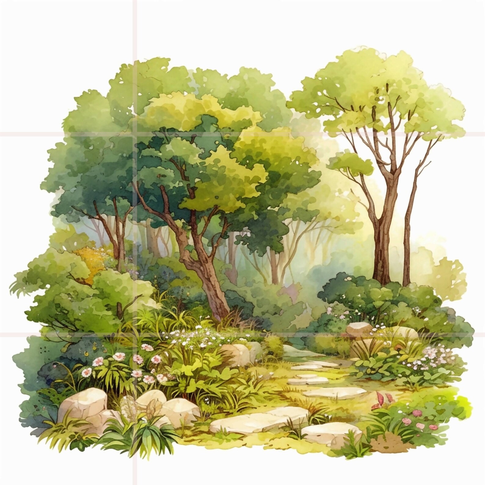 8 Green Fantasy Forest Clipart, Flowers Clipart, Forest Trees Clipart ...