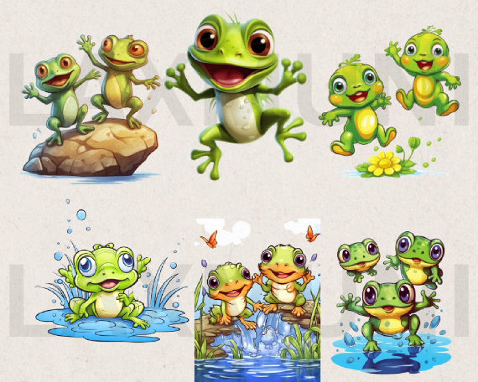 13 Frogs Clipart, Animal Clipart, Watercolor Clipart, Clipart Bundle ...