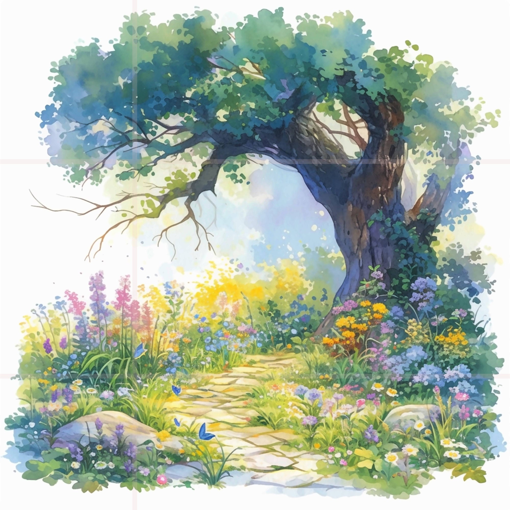 11 Fantasy Forest Clipart, Flowers Clipart, Forest Trees Clipart, JPG Files, Instant Download ...