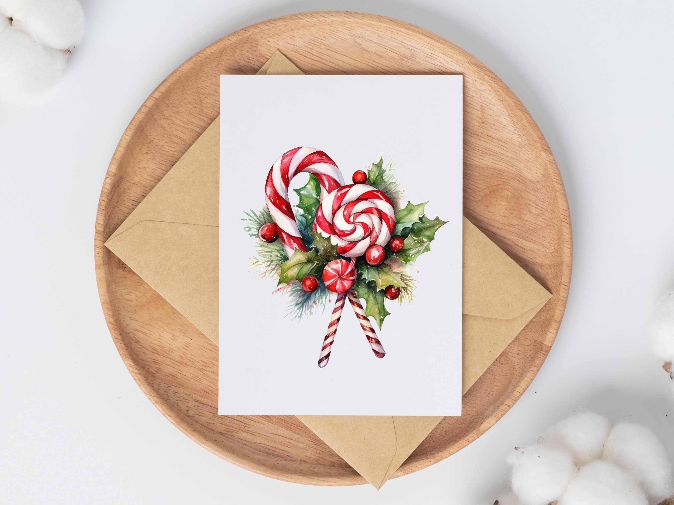 22 Christmas Clipart, Candies Clipart, Watercolor Clipart, Holiday ...