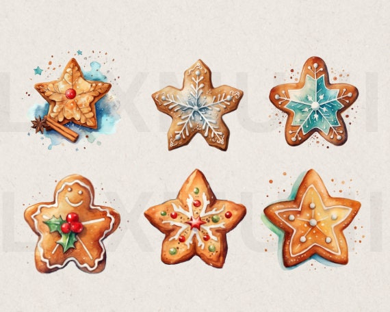 25 Christmas Cookies Clipart, Cookies Clipart, Watercolor Clipart ...