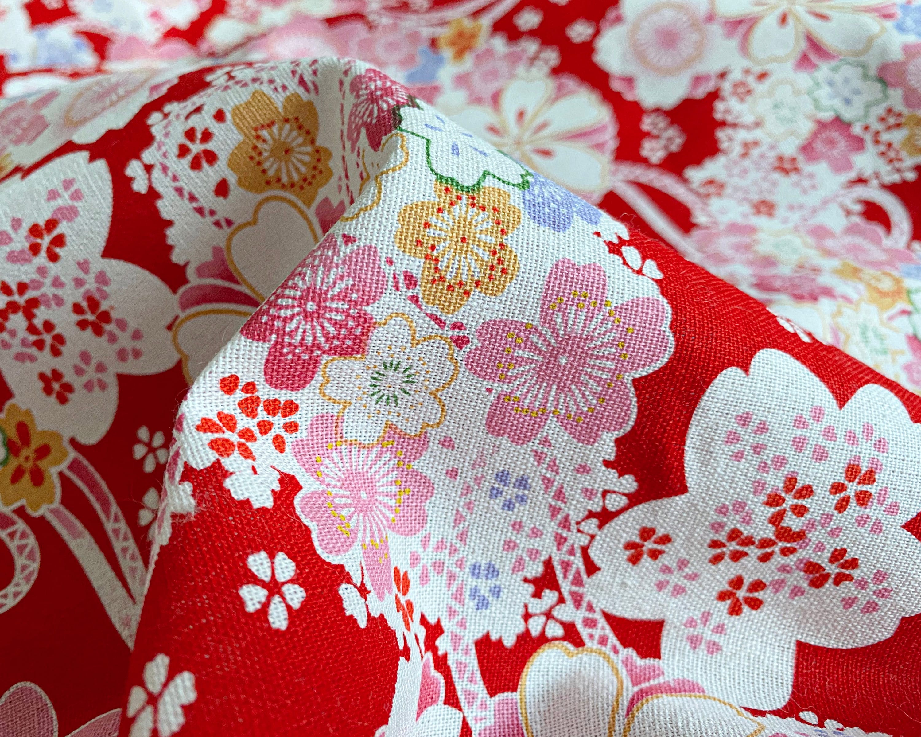 Traditional Japanese Sakura Cotton Fabric, Japanese Cherry Blossom ...