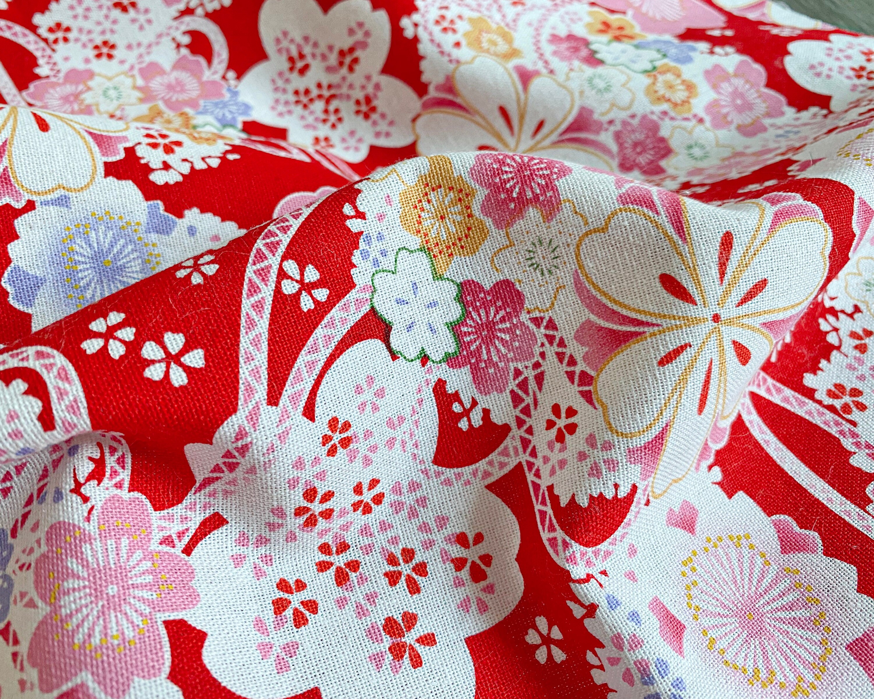 Traditional Japanese Sakura Cotton Fabric, Japanese Cherry Blossom ...