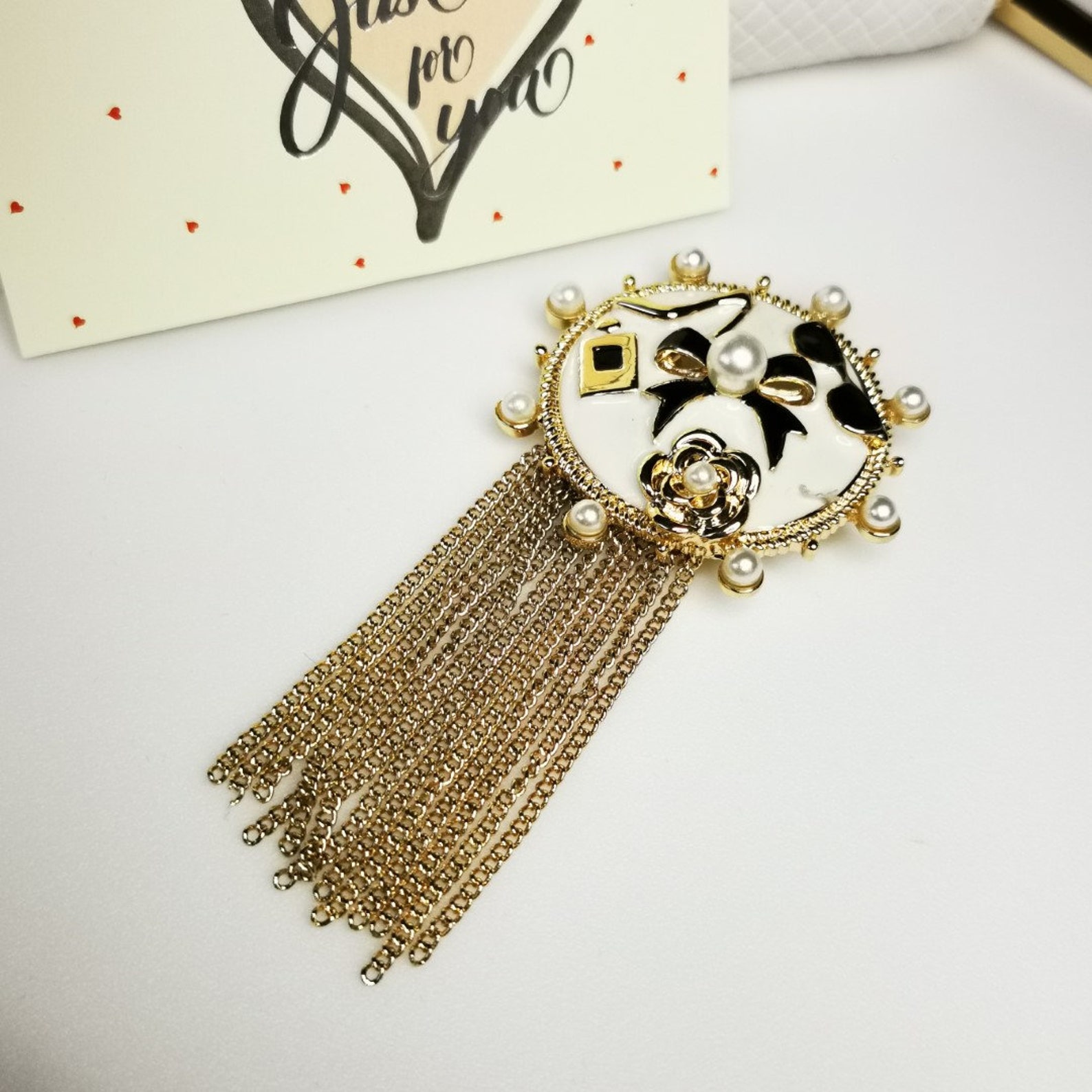 Camellia Enamel Brooch. Ribbon Pin Gold Toned. - Etsy