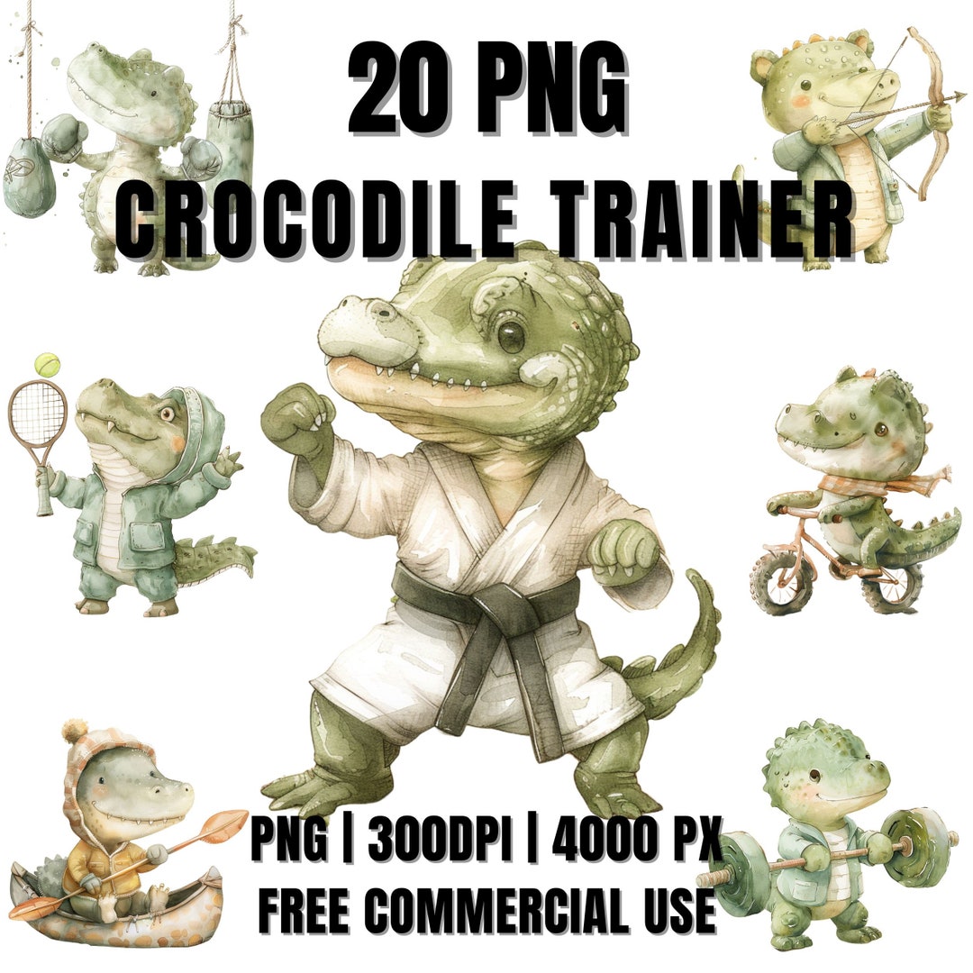 Crocodile Clipart, Alligator Clipart, Gym Clipart, 20 PNG Bundle ...