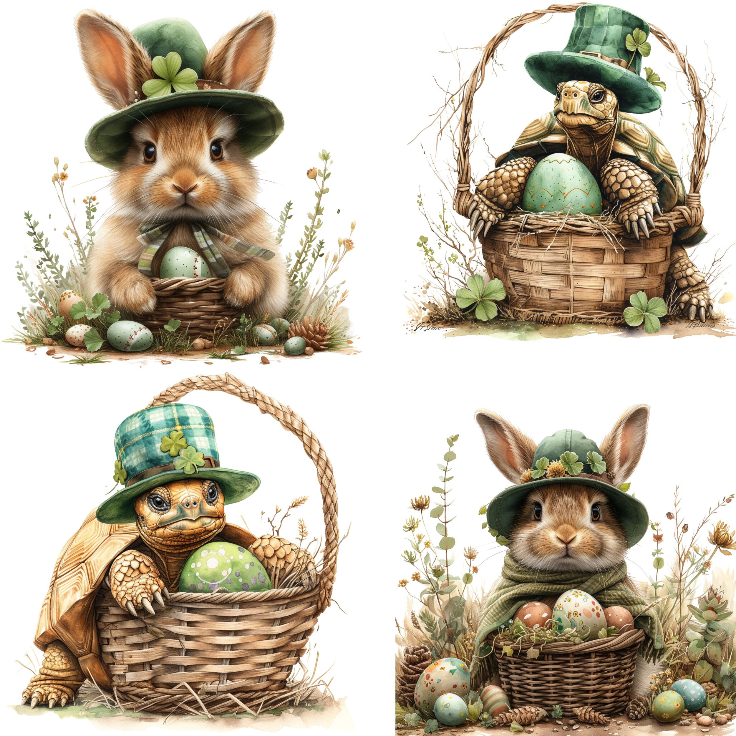 Patrick Easter Hunt Chapter II Egg Race Watercolor Clipart Bundle 16 ...