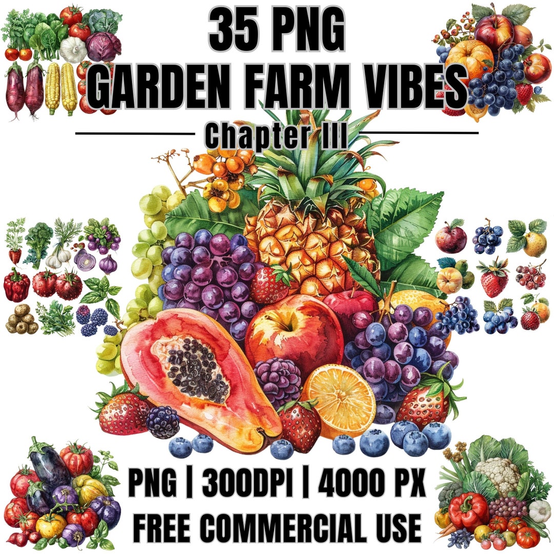 Garden Clipart, Greenery Clipart, Farm Clipart, Fruit Vegetable 35 PNG ...