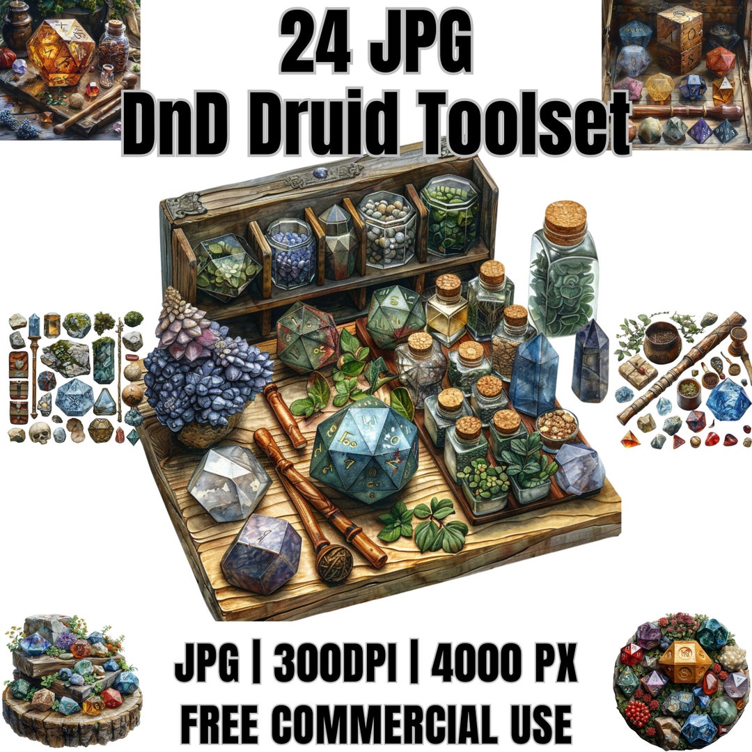 D20 Clipart, Dice Clipart, RPG Dice, Character Dice, Druid Toolsets ...