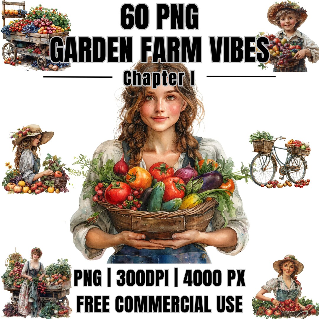 Garden Clipart, Greenery Clipart, Farm Clipart, Fruit Vegetable 60 PNG ...