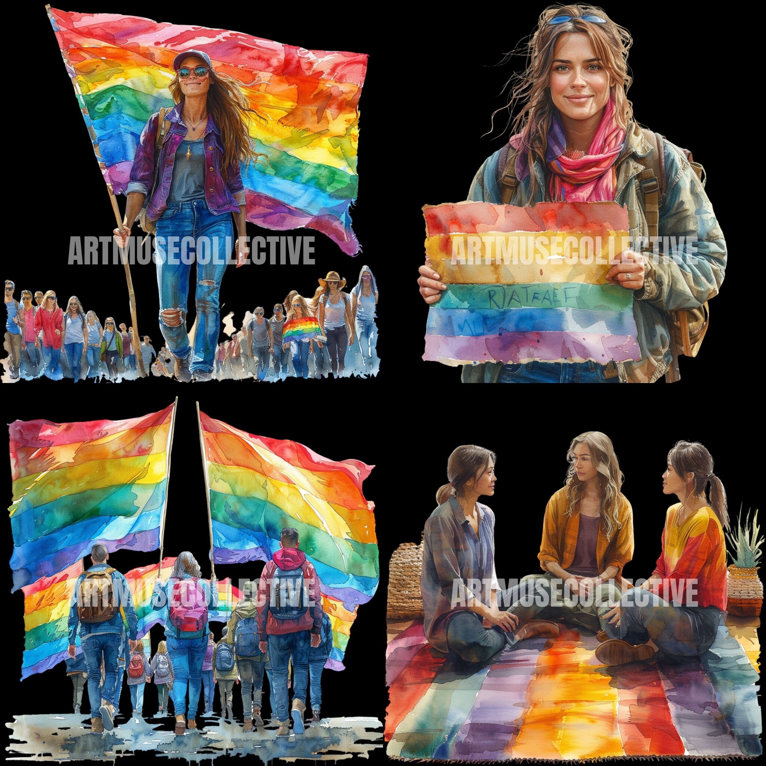 LGBTQ Cliapart, Pride Month Clipart, Diversity, Rainbow, Equality, 30 ...