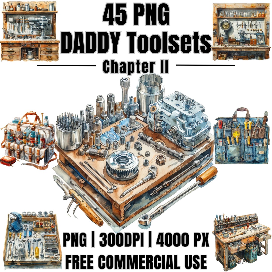Daddy Handy Toolset Chapter II Clipart Bundle 45 PNG Free Commercial Use Digital Art Printable ...