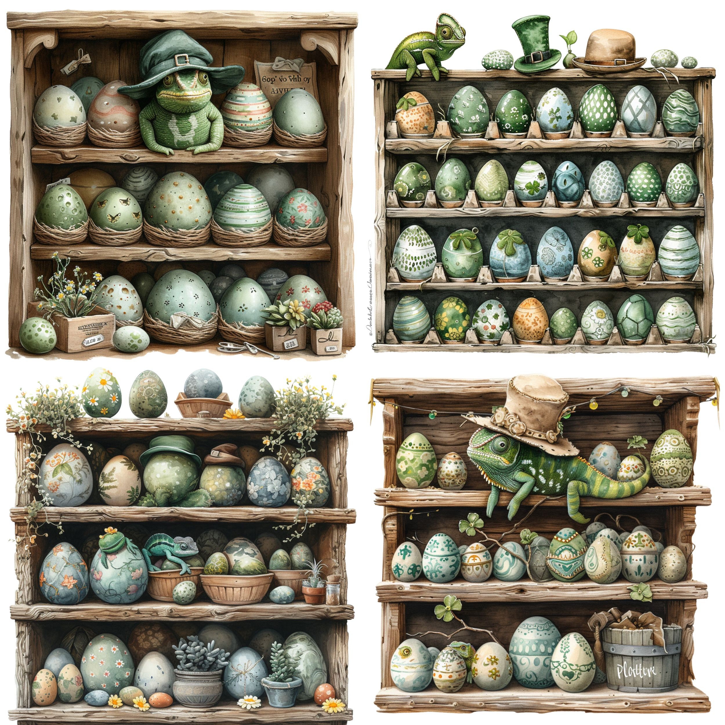 Patrick Easter Hunt Chapter II Egg Race Watercolor Clipart Bundle 16 ...