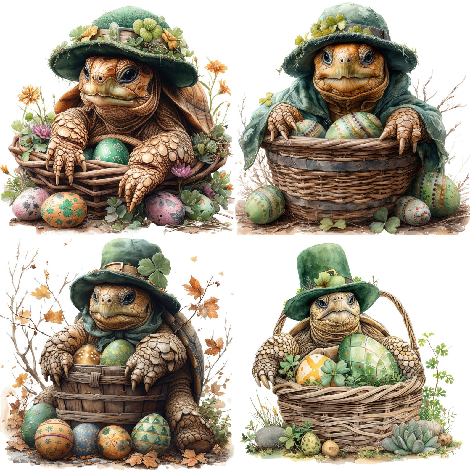 Patrick Easter Hunt Chapter II Egg Race Watercolor Clipart Bundle 16 ...