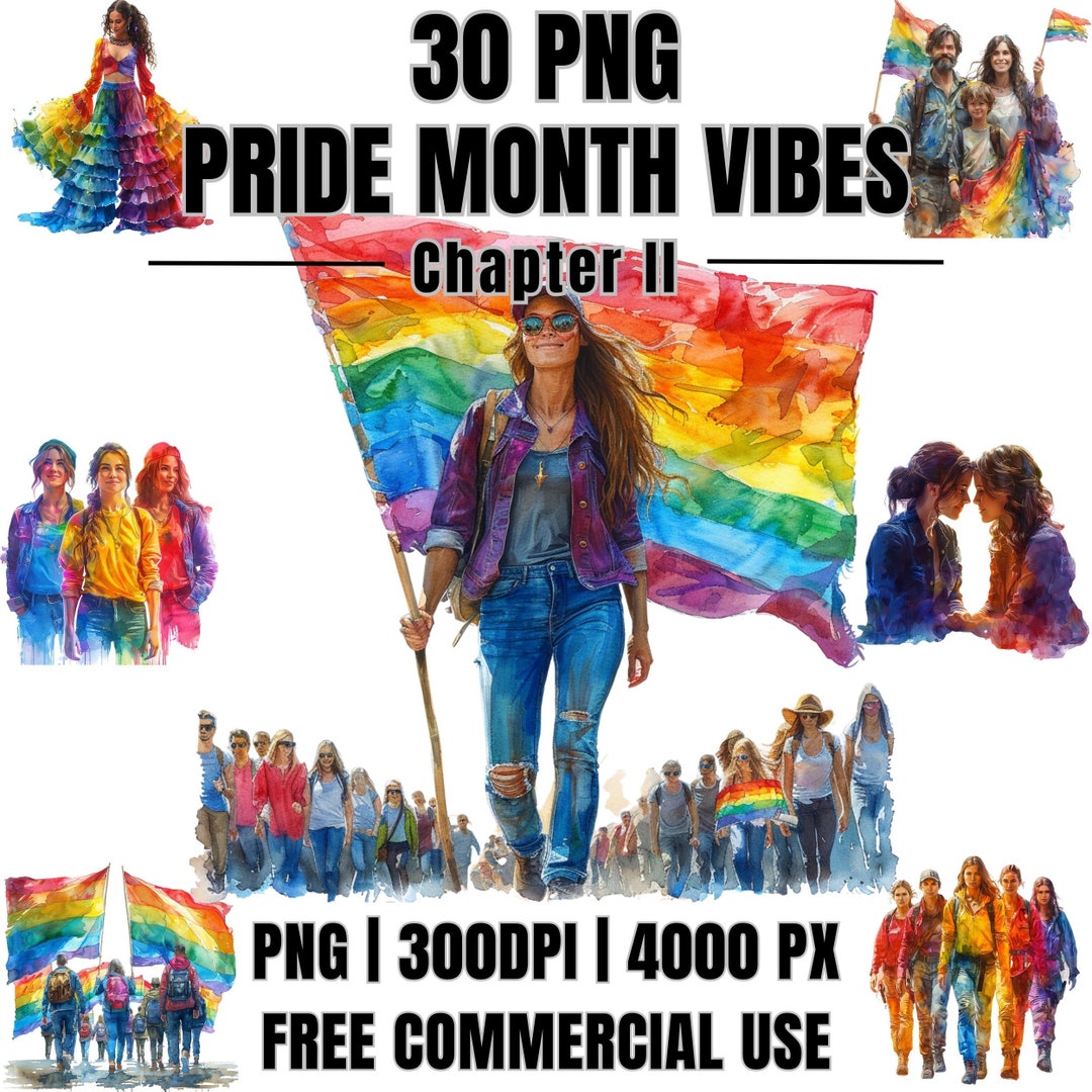 LGBTQ Cliapart, Pride Month Clipart, Diversity, Rainbow, Equality, 30 ...
