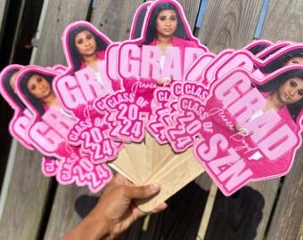 Graduation Fans, Gradfans, Head on a Stick, Custom Face Fans With ...