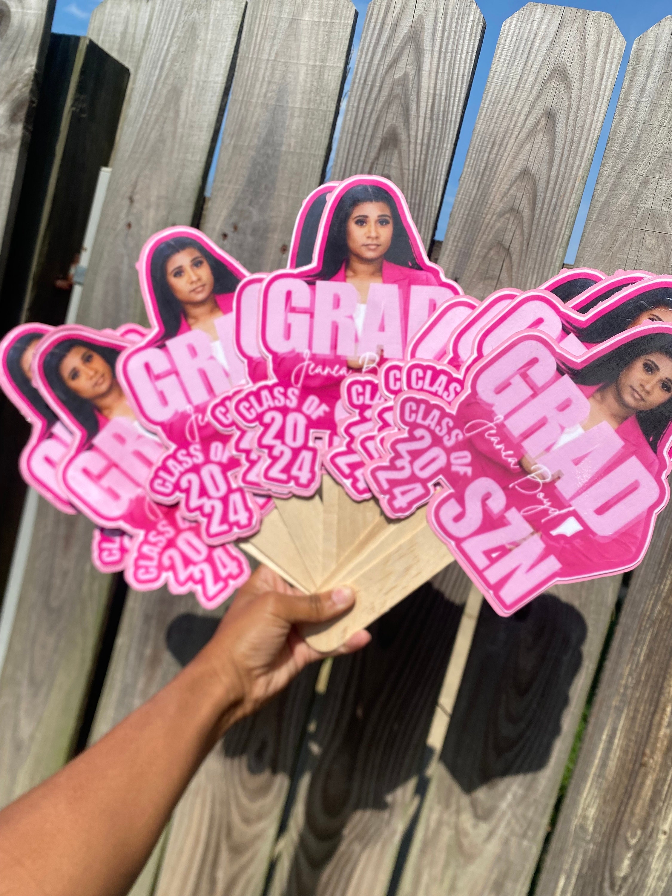 Custom Grad Fans, Graduation Fans, Head on a Stick, Custom Face Fans ...