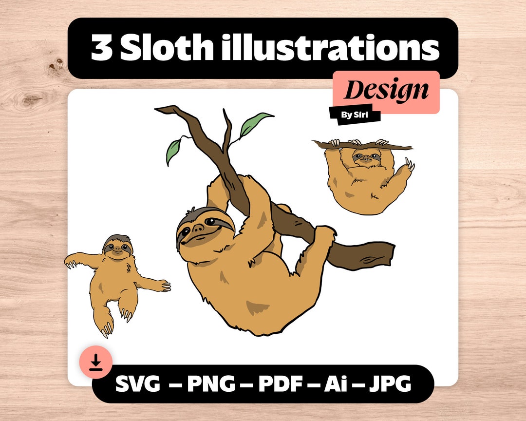 Sloth Svg, Sloth Clipart, Sloth Vector, Sloth Png, Sloth Svg Files ...