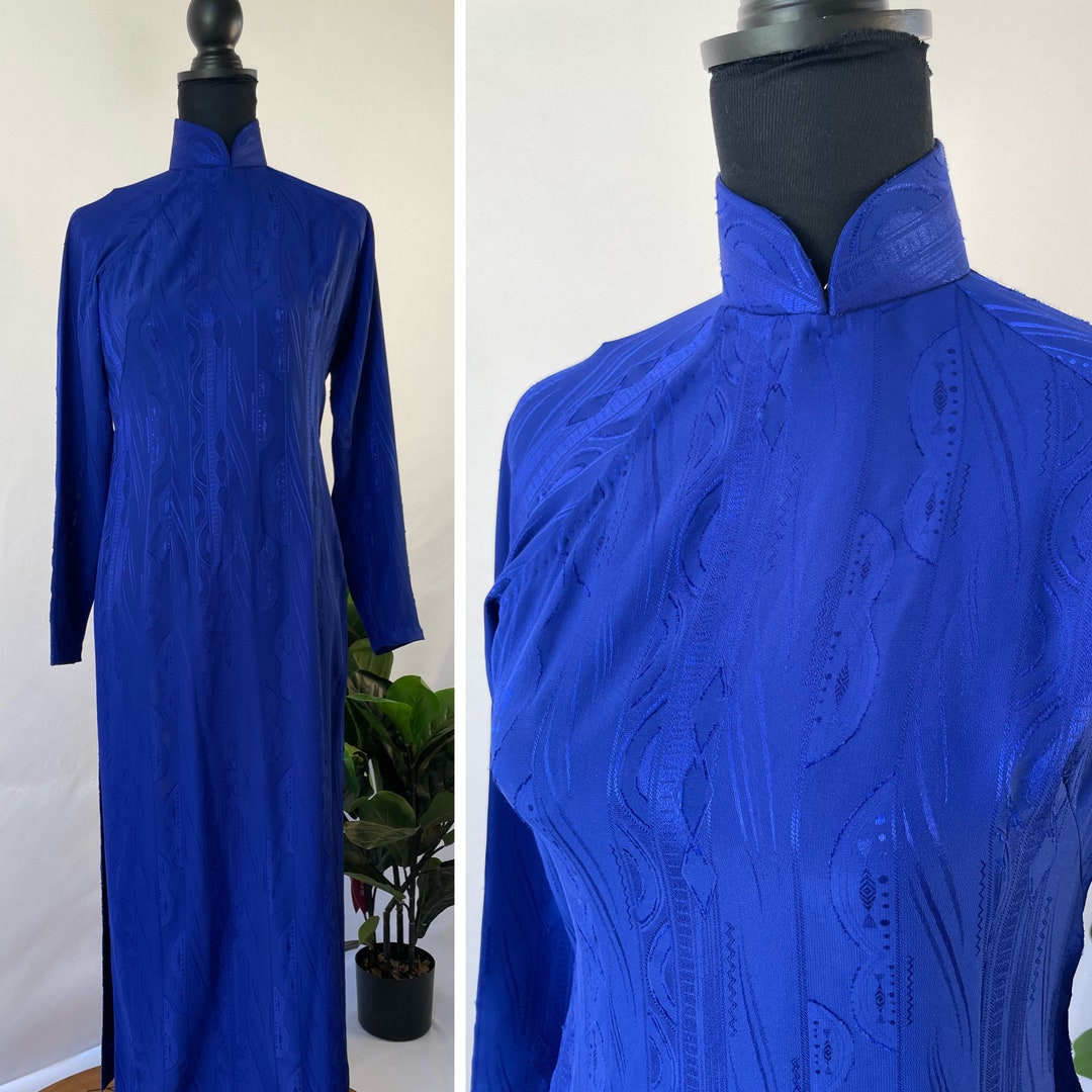 The JAY Blouse (size L): 1990s Royal Blue Side Slit Tunic Top - Etsy