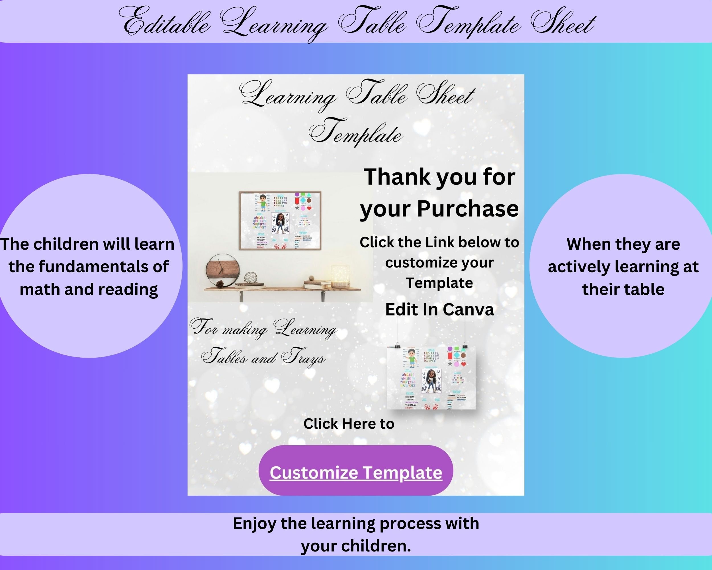 Learning Table: Editable Tabletop Learning Sheet Template You Edit ...