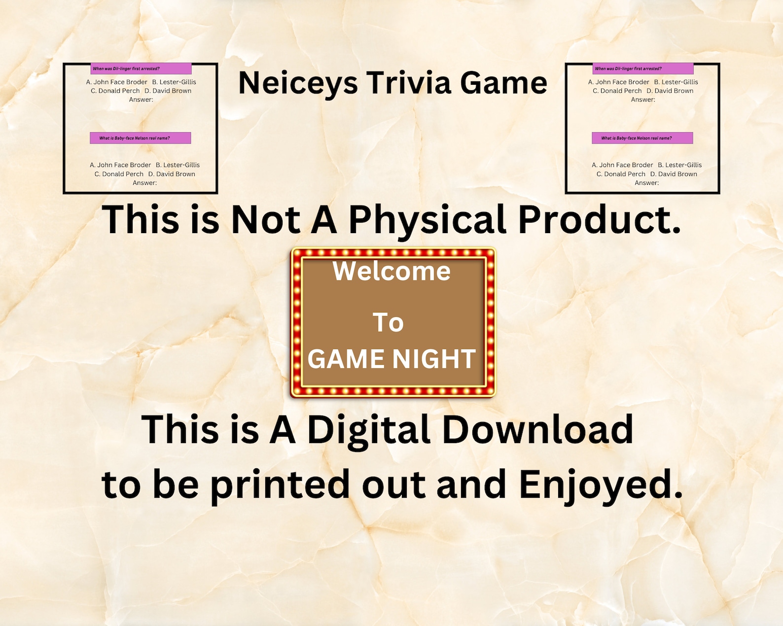 Trivia Game Welcome to Game Night for the Whole Family Printable ...