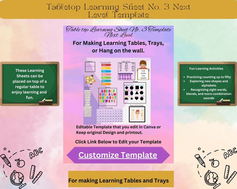 Editable Tabletop Learning Sheet Template No. 3. Take a Look ...