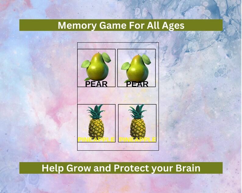 Memory Game Fruits and Vegetables Set 1. Countless Fun of Memorizing ...