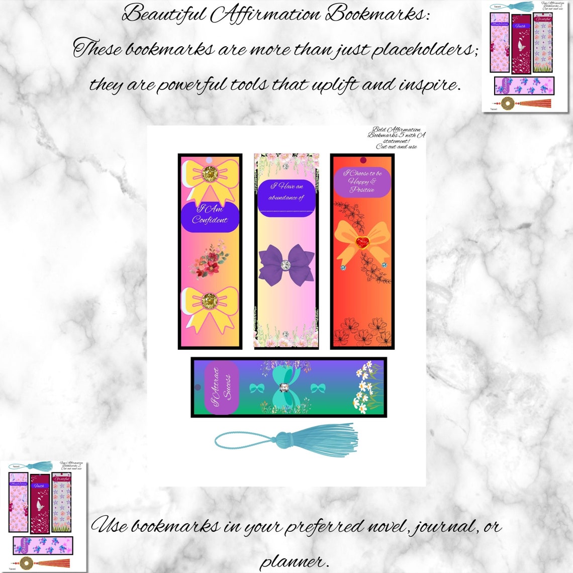 5-affirmation Bookmarks 5, so You Will Never Lose Your Place Again ...