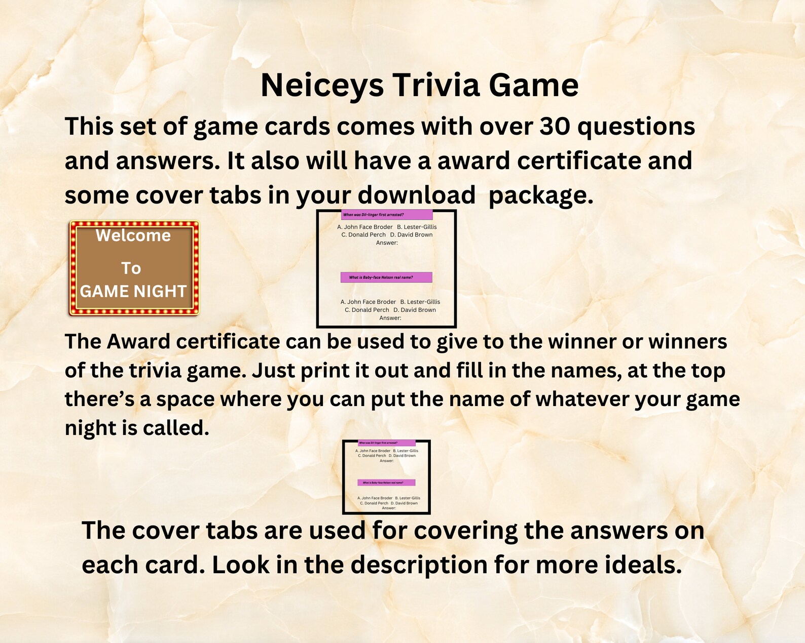 Trivia Game Welcome to Game Night for the Whole Family Printable ...