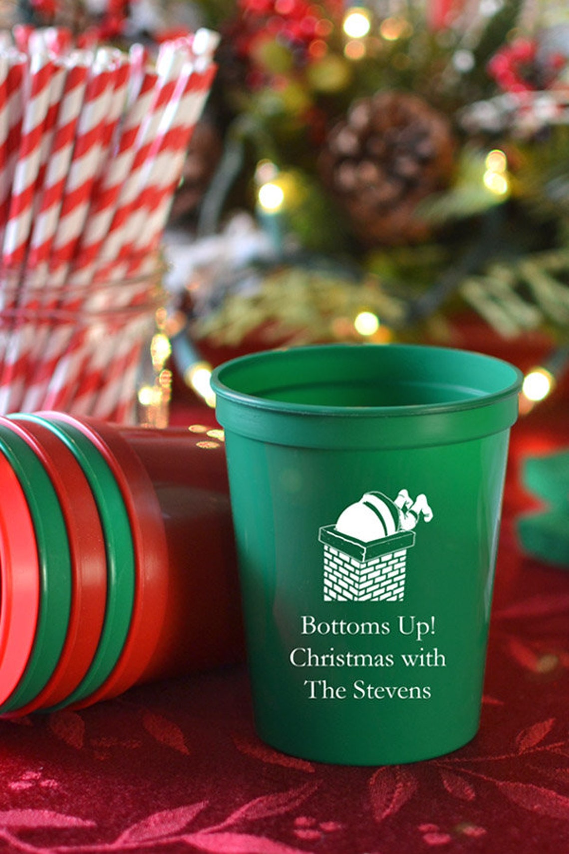 16 Oz. Personalized Christmas Party Stadium Cups set of 25 - Etsy