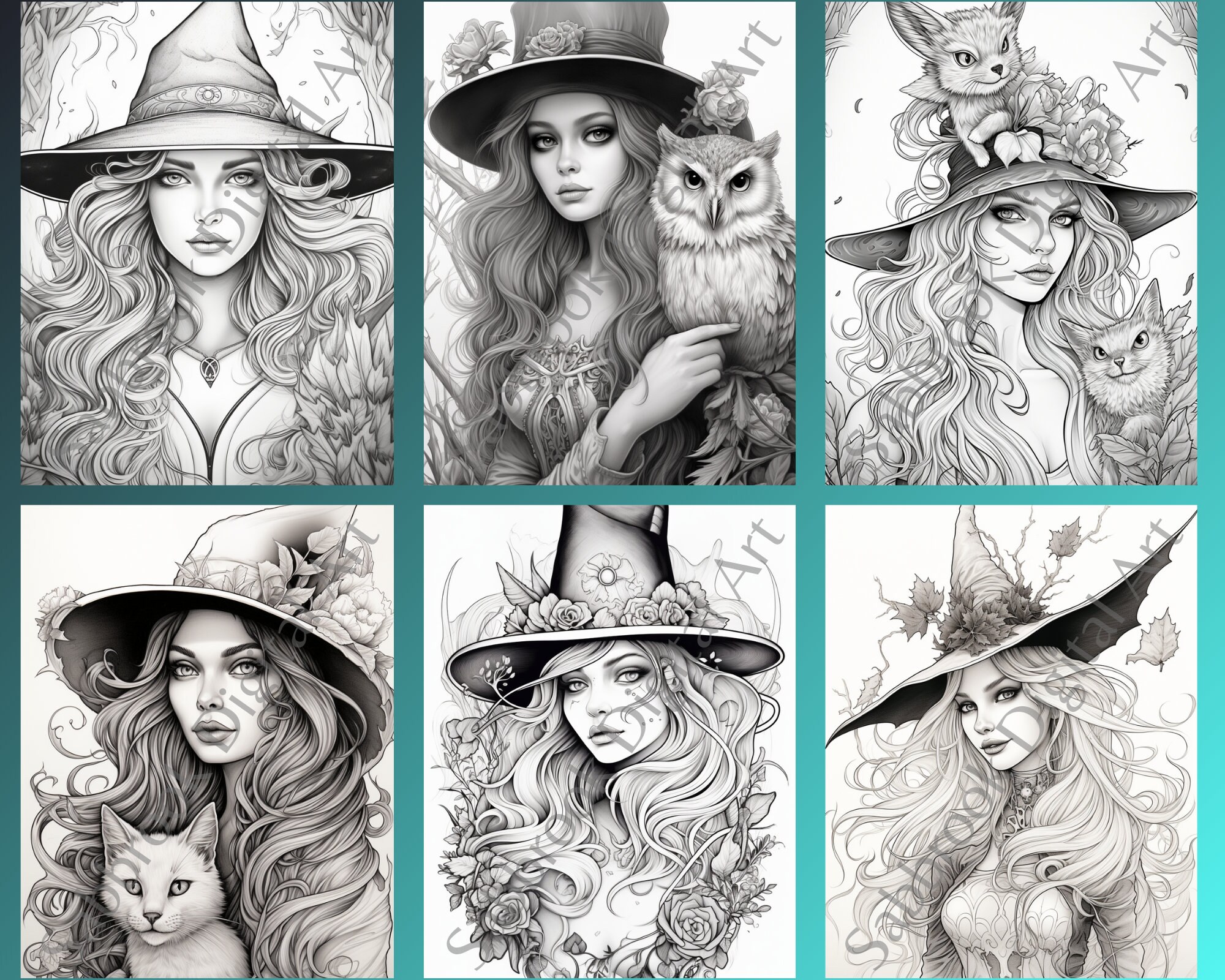 Les sorcières / 18 pages à colorier / Format PDF / - Etsy France