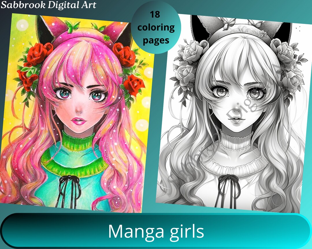 Manga girls / 18 pages à colorier / Format PDF / Téléchargement ...