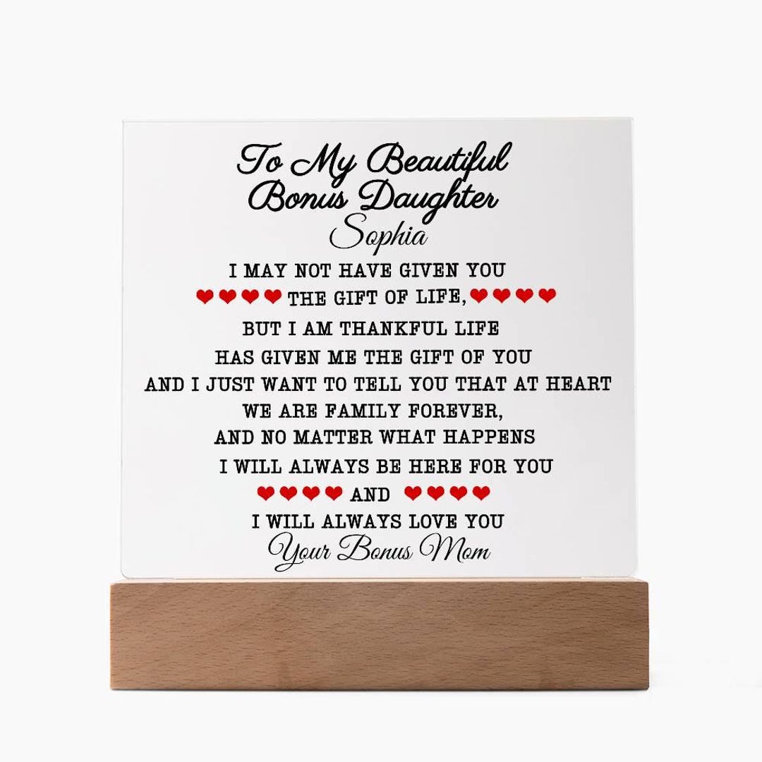 Personalized Bonus Daughter Gift Custom Name Message Plaque From Bonus ...