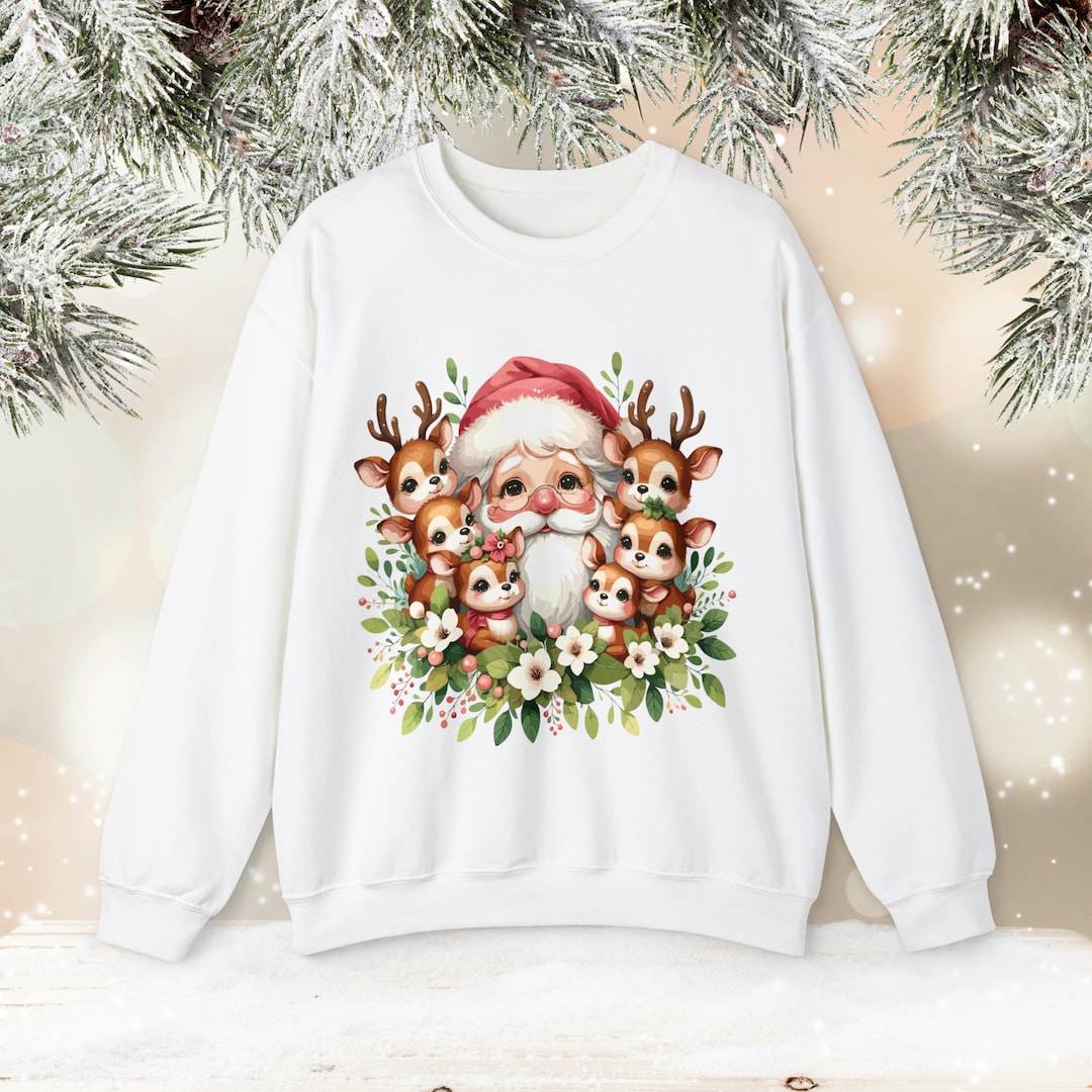 Vintage Santa Reindeer Christmas Sweatshirt Retro Christmas - Etsy