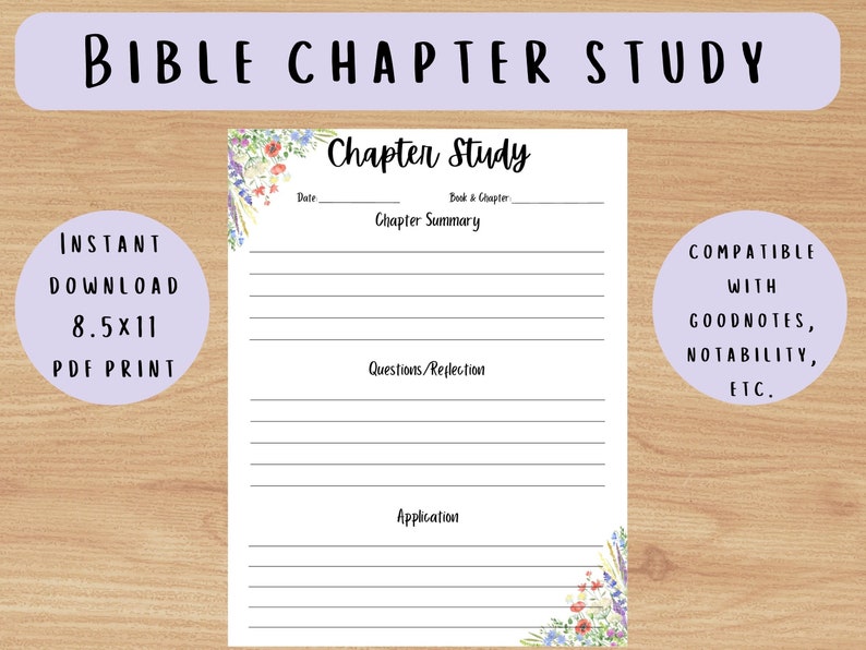 Bible Chapter Study,printable Bible Journaling, Bible Study Sheet ...