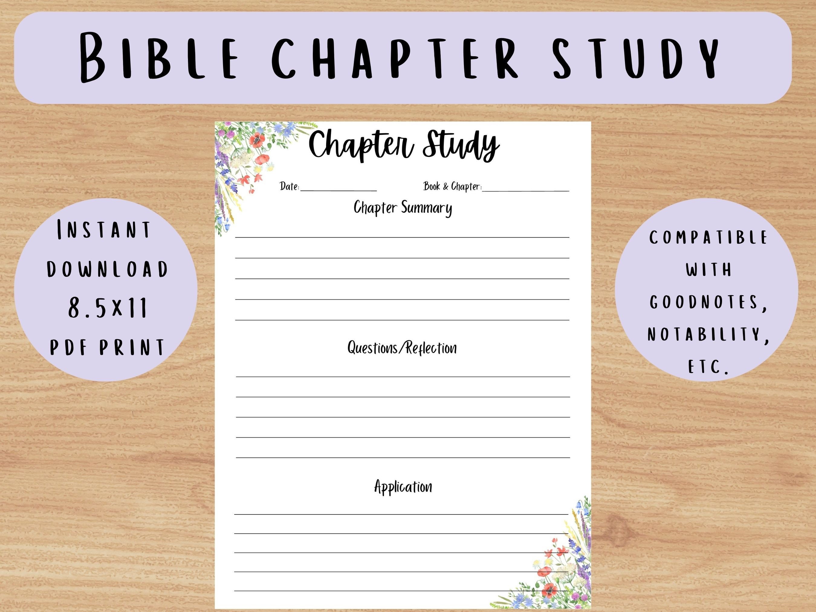 Bible Chapter Study,printable Bible Journaling, Bible Study Sheet ...