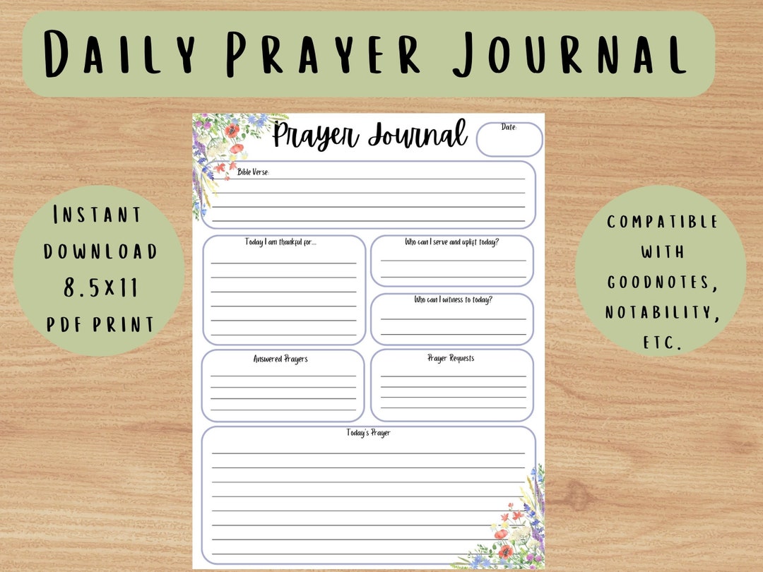 Printable Daily Prayer Journal, Prayer Journal, Bible Journal - Etsy