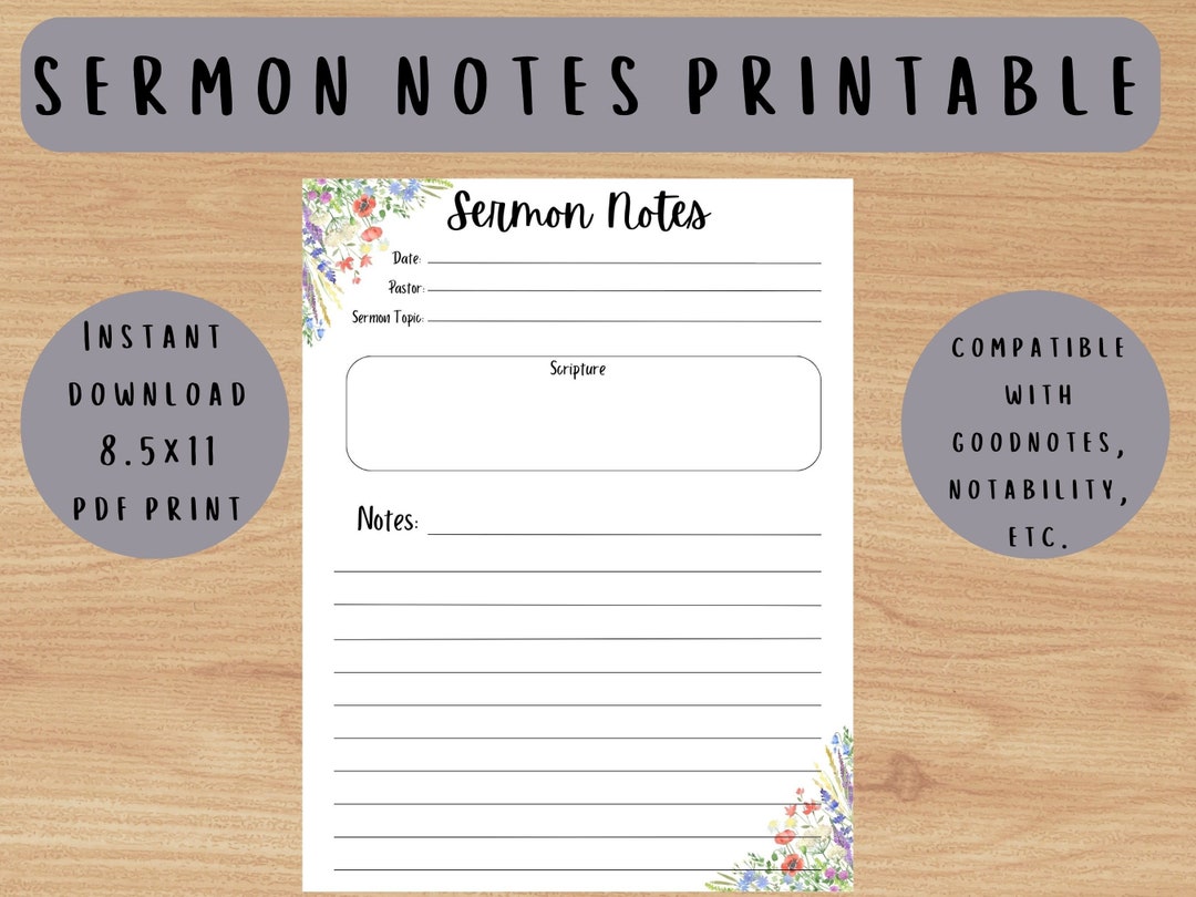 Printable Sermon Notes, Sermon Notes, Bible Journaling Pages, Bible ...