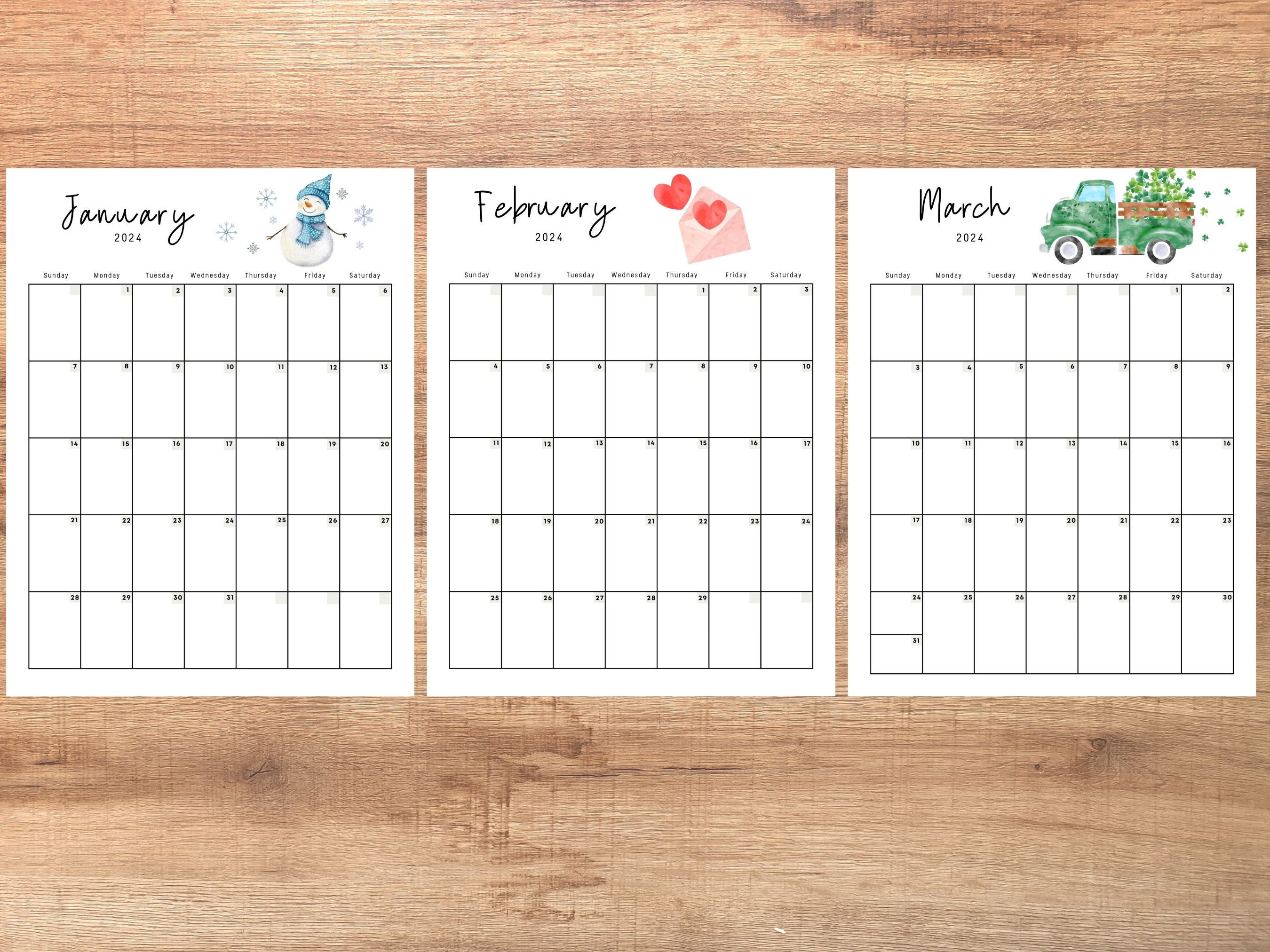 2024 Printable Calendar, Editable Calendar, Printable Calendar, 2024 ...