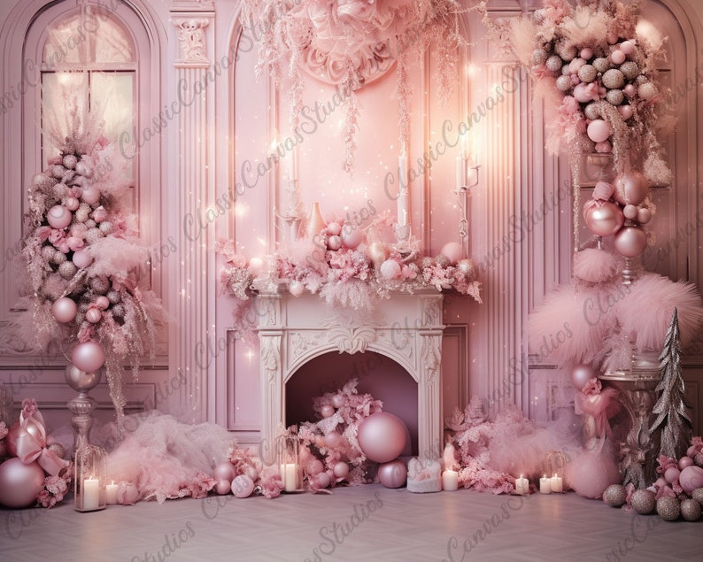Pink Christmas Digital Backdrops, Pink Birthday Digital Backdrops ...