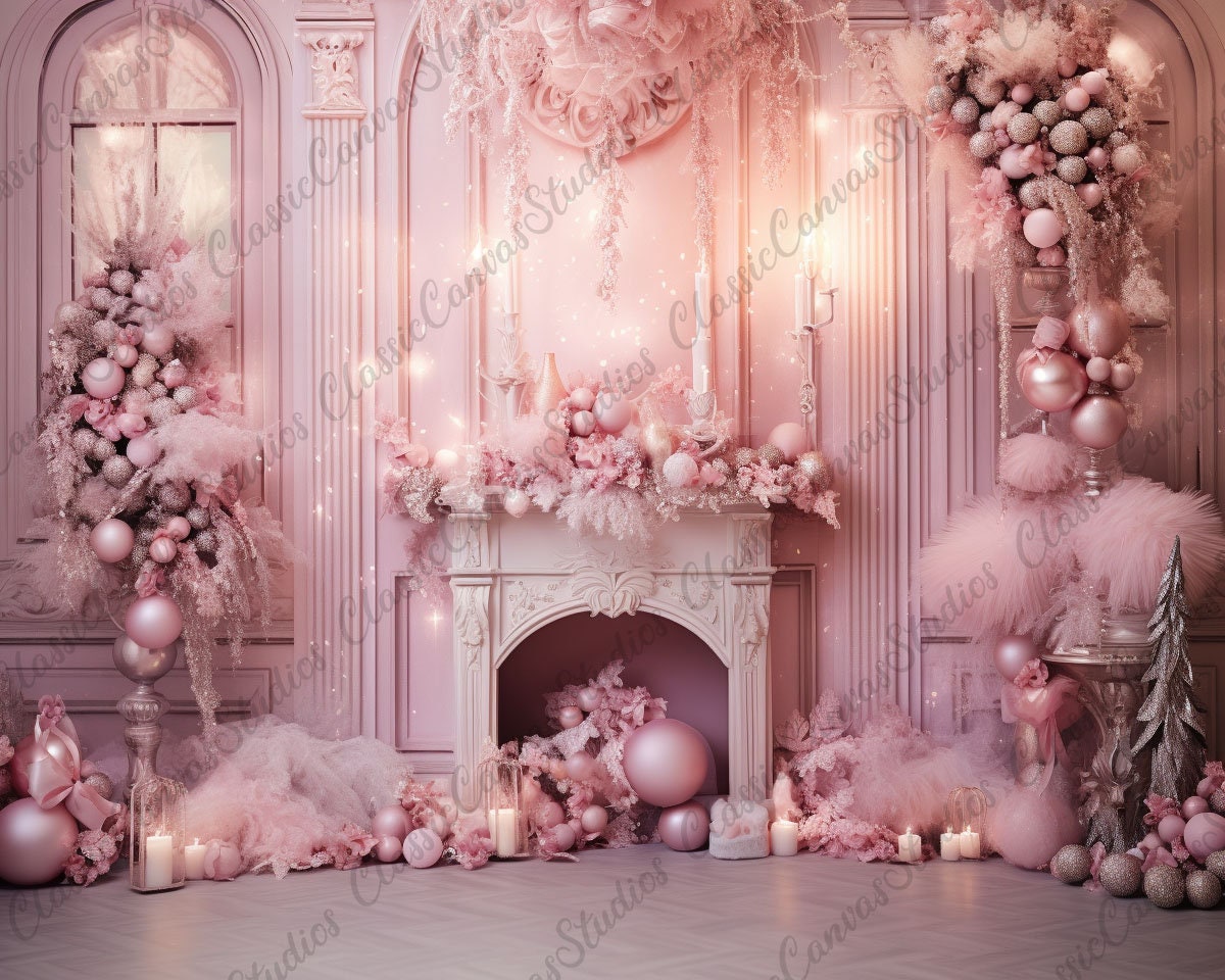 Pink Christmas Digital Backdrops, Pink Birthday Digital Backdrops ...