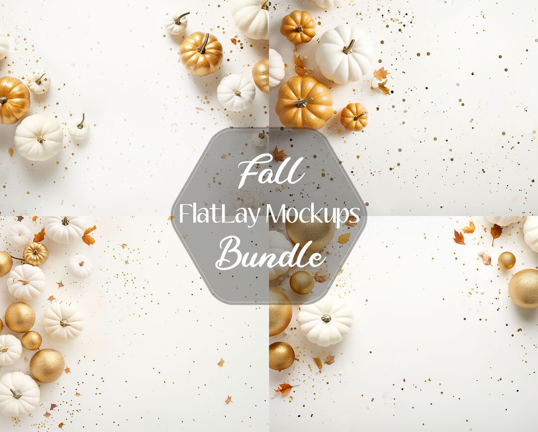Fall Pumpkin Mockup Flat Lay | 4 X Bundle | Pumpkin Confetti Party ...