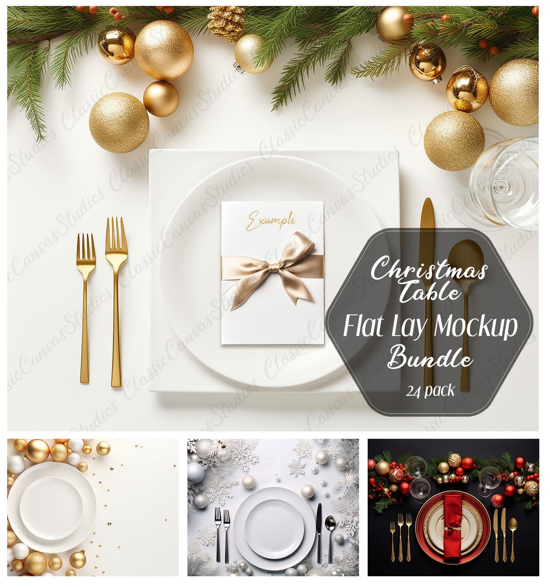 24 X Christmas Table Flat Lay Mockup Bundle, Add Your Own Products ...
