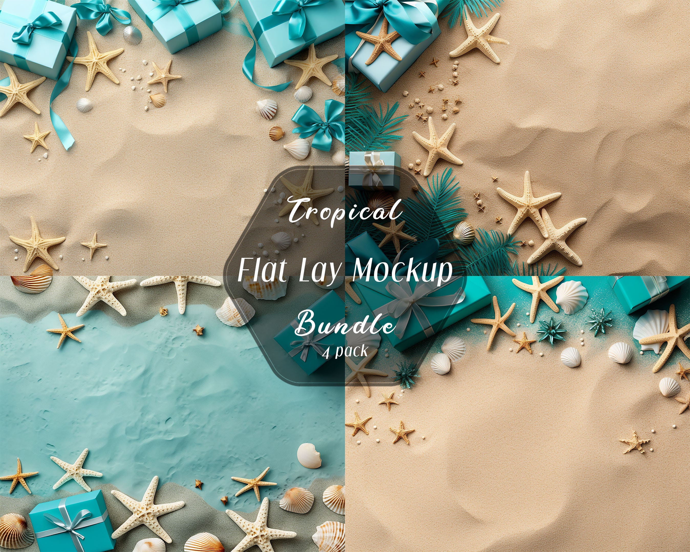 Beach Flat Lay Mockup Bundle, Tropical Christmas, Beach Christmas Flat ...