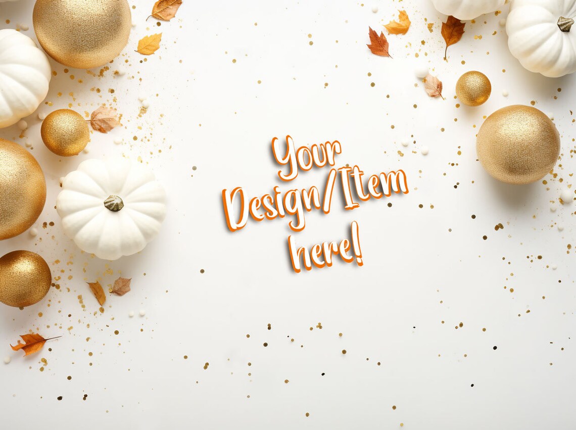 Fall Pumpkin Mockup Flat Lay | 4 X Bundle | Pumpkin Confetti Party ...