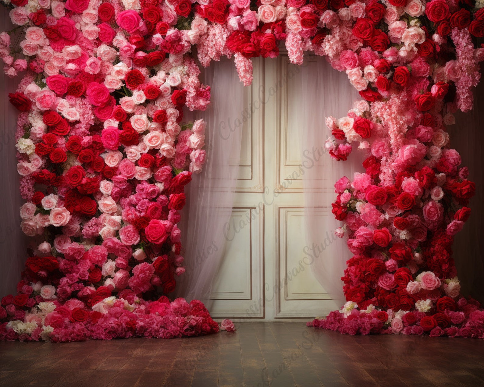 Flower Wall Digital Backdrop, Digital Background, Floral Background ...